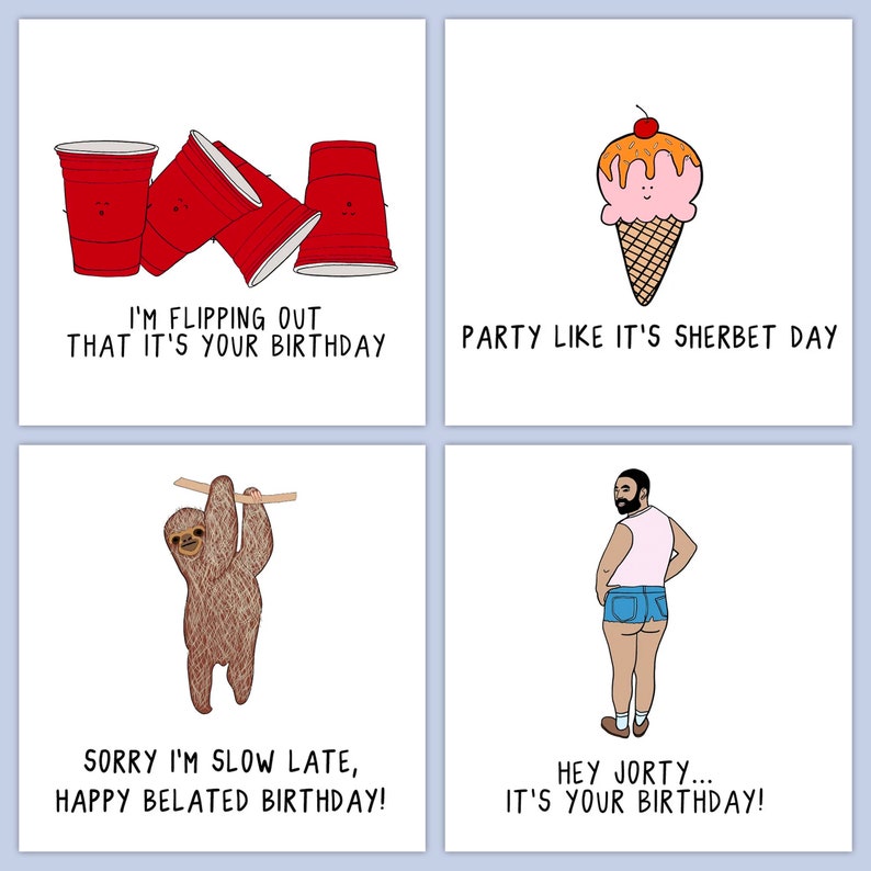 Funny Birthday Cards 8 Different Designs Funny Bday Cards - Etsy