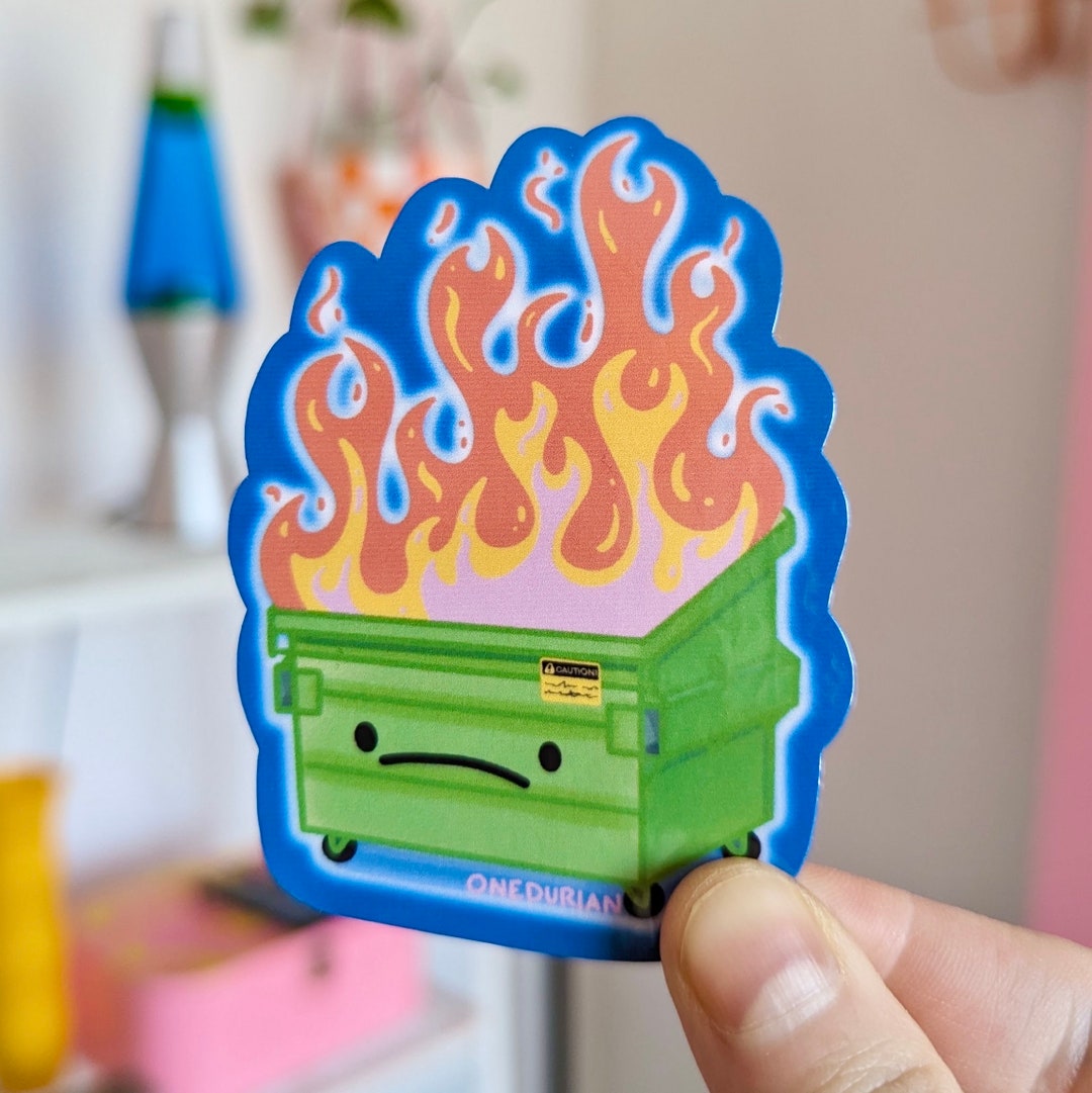 Sad Dumpster Fire | Vinyl Sticker - Etsy