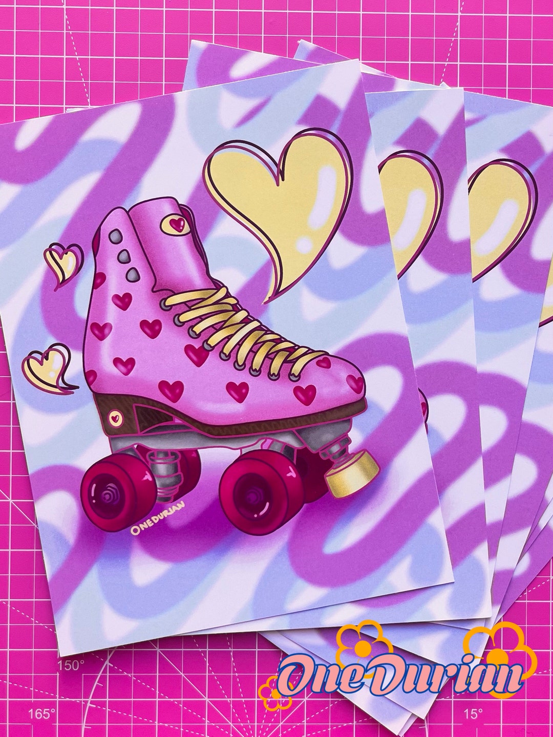 Groovy Heart Roller Skate Art Print - Etsy