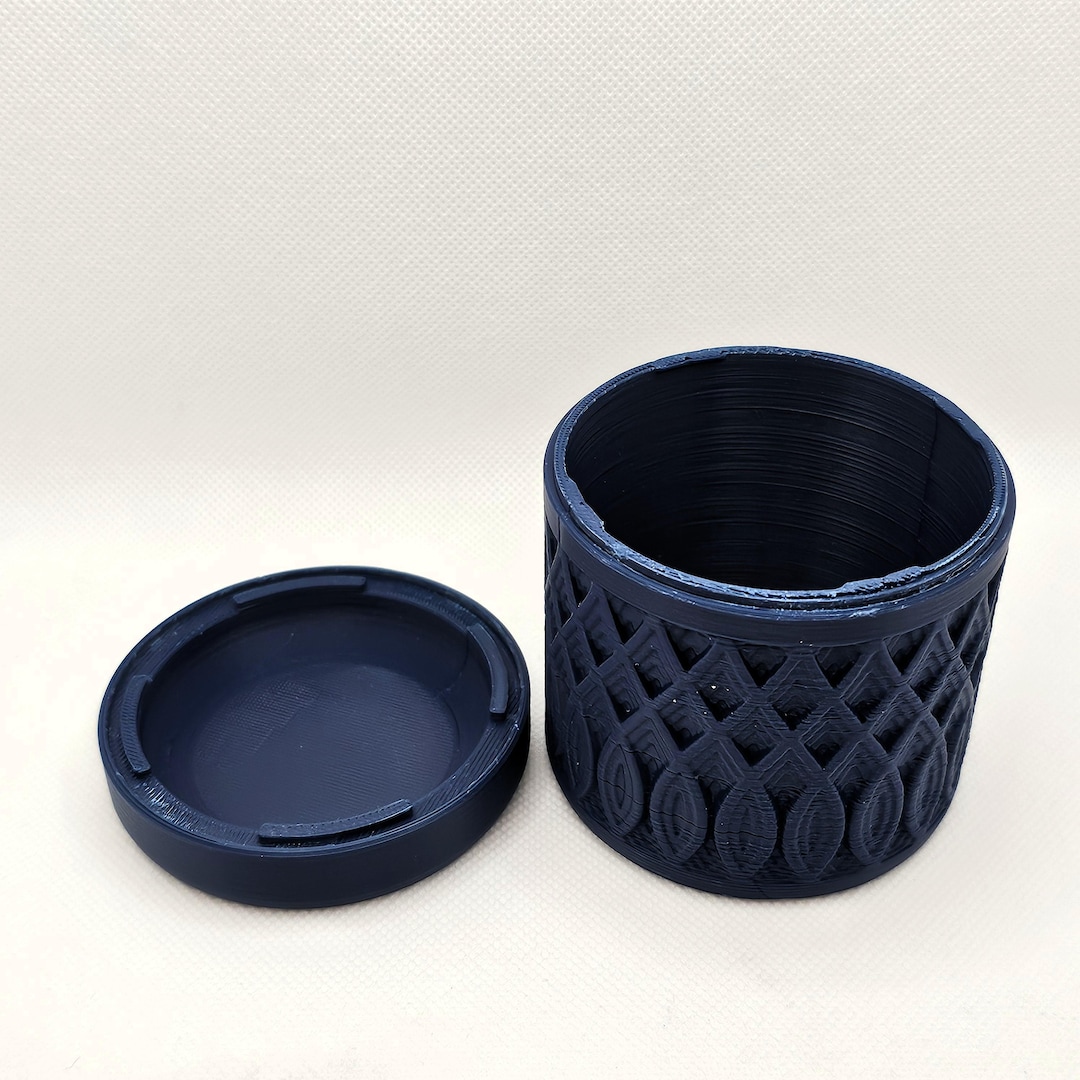 Small 3D Printed Container With Twist-lock Lid and Geometric Pattern ...