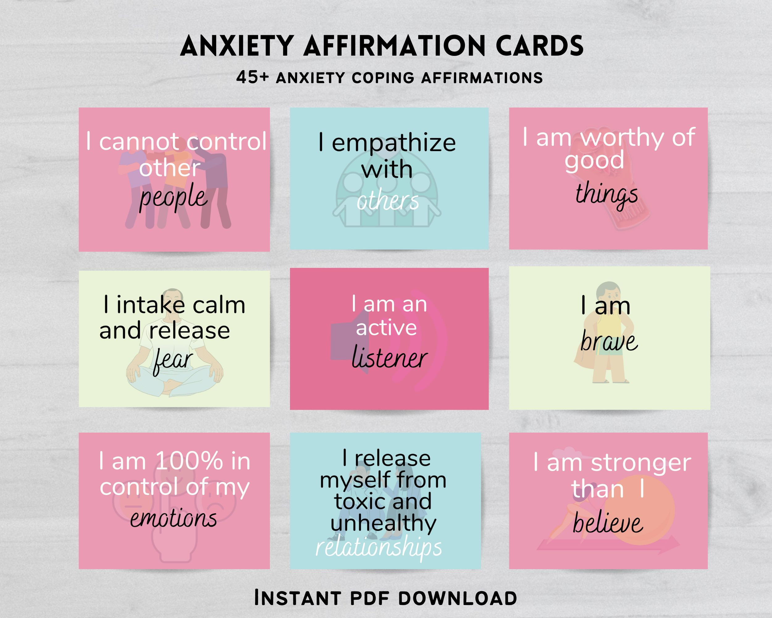 Mental Health Card Printables Anxiety Affirmation Cards Stress Relief ...