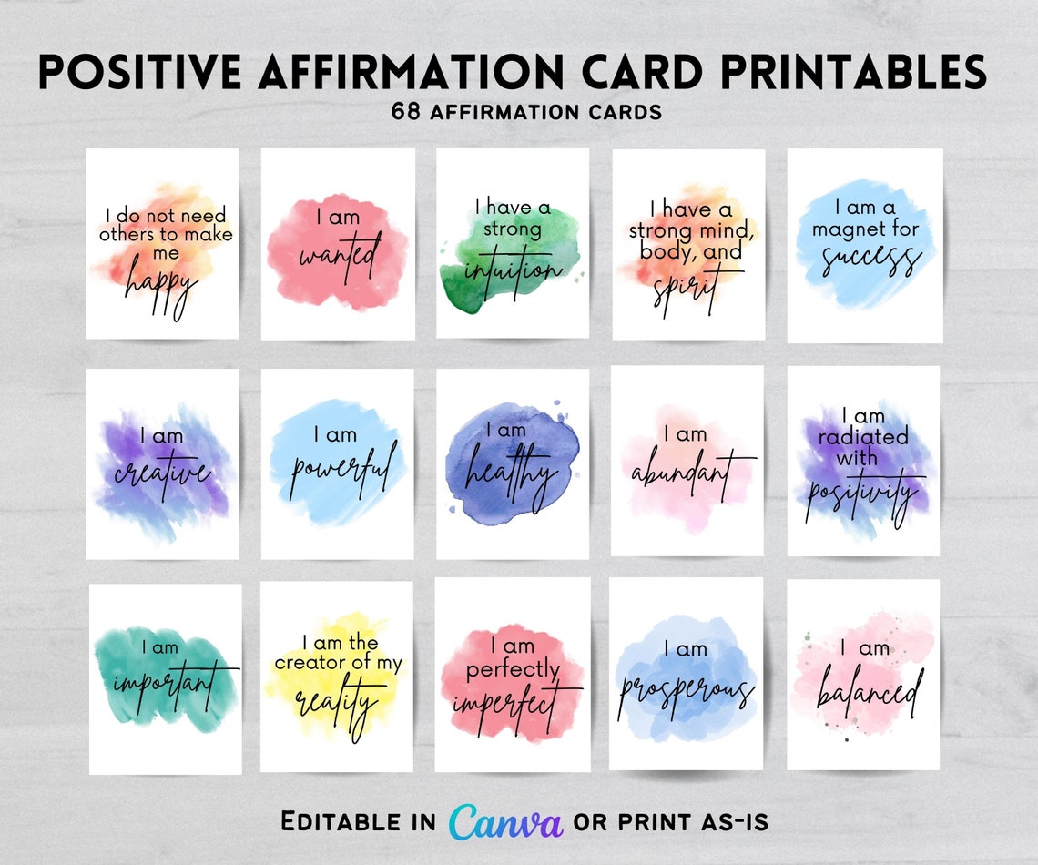 Positive Affirmation Deck Mindful Printable Cardspersonal Growth T