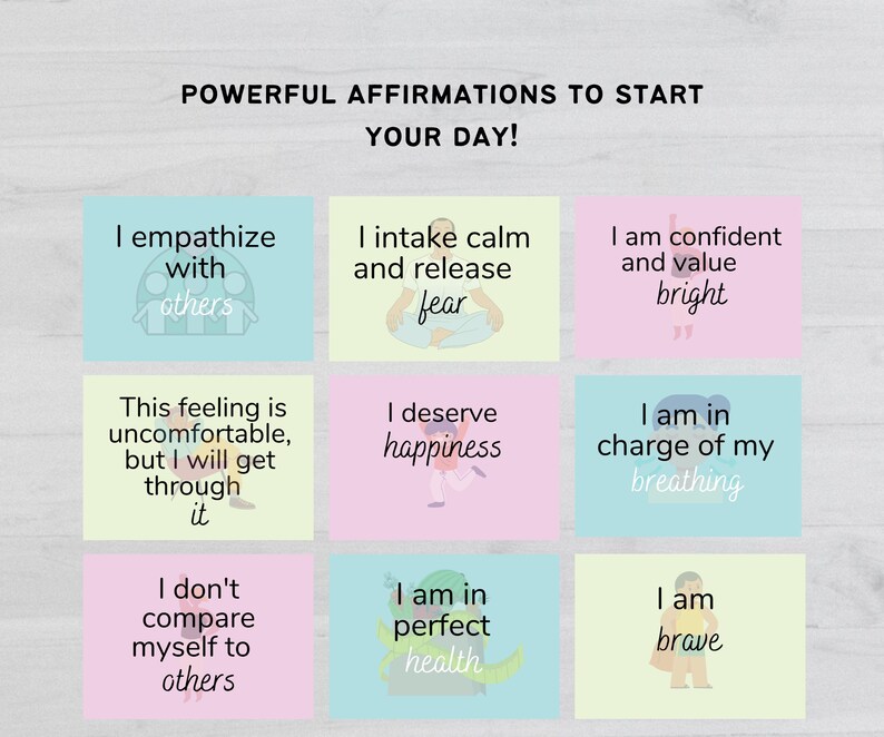 Mental Health Card Printables Anxiety Affirmation Cards Stress Relief ...