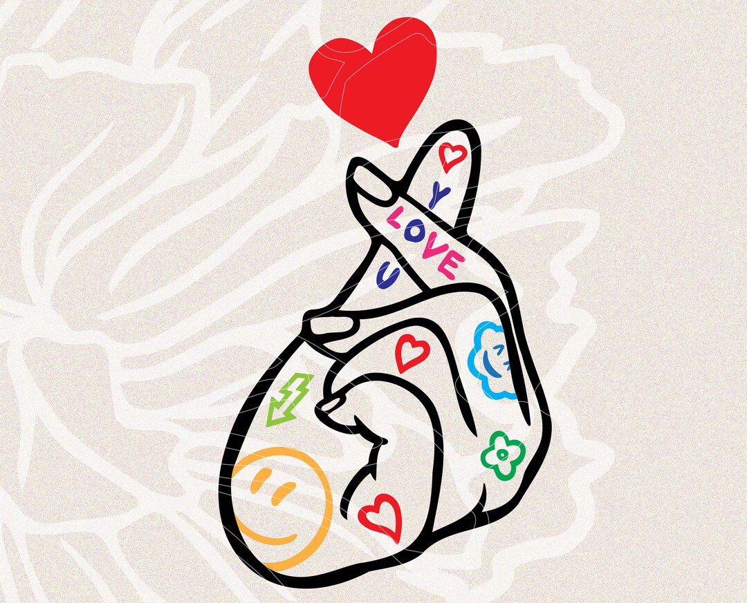 Finger Heart SVG Heart Emoji Ornament Instant Download Korean Heart SVG ...