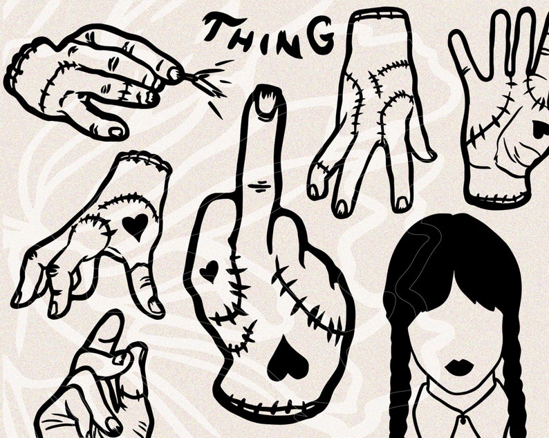 Thing Addams Thing SVG Wednesday SVG Thing Clipart Tim Burton Addams ...