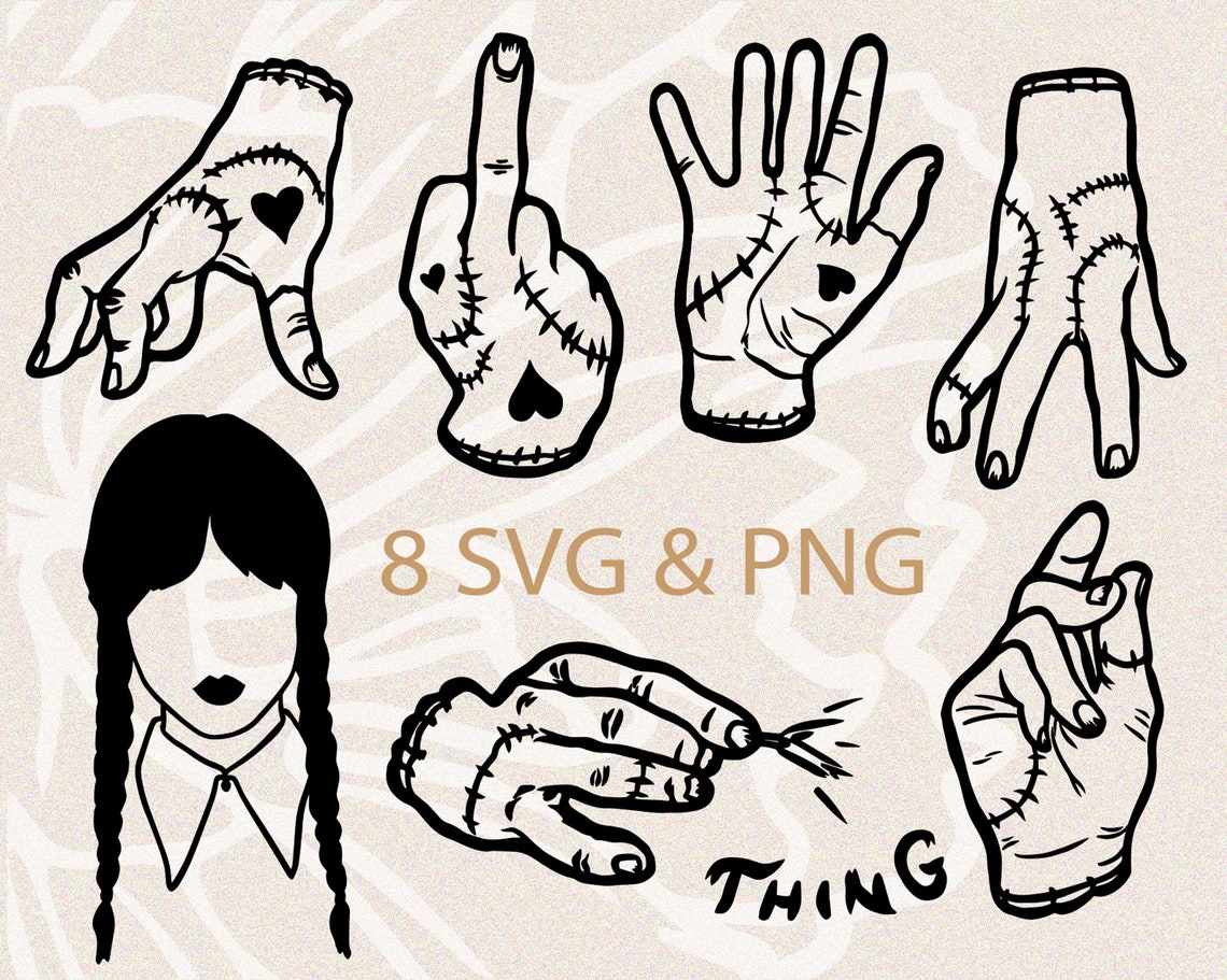 Thing Addams Thing SVG Wednesday SVG Thing Clipart Tim Burton Addams ...