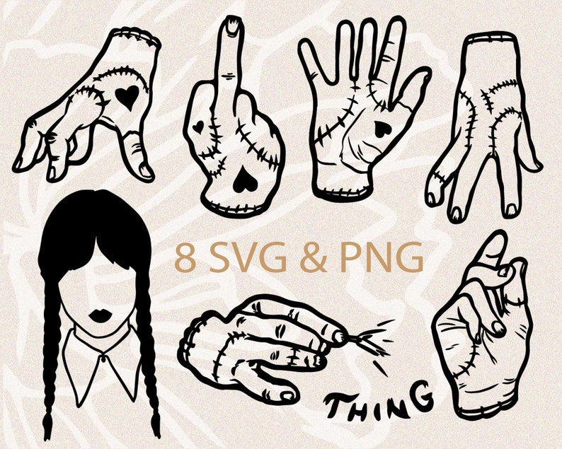 Thing Addams Thing SVG Wednesday SVG Thing Clipart Tim Burton Addams ...