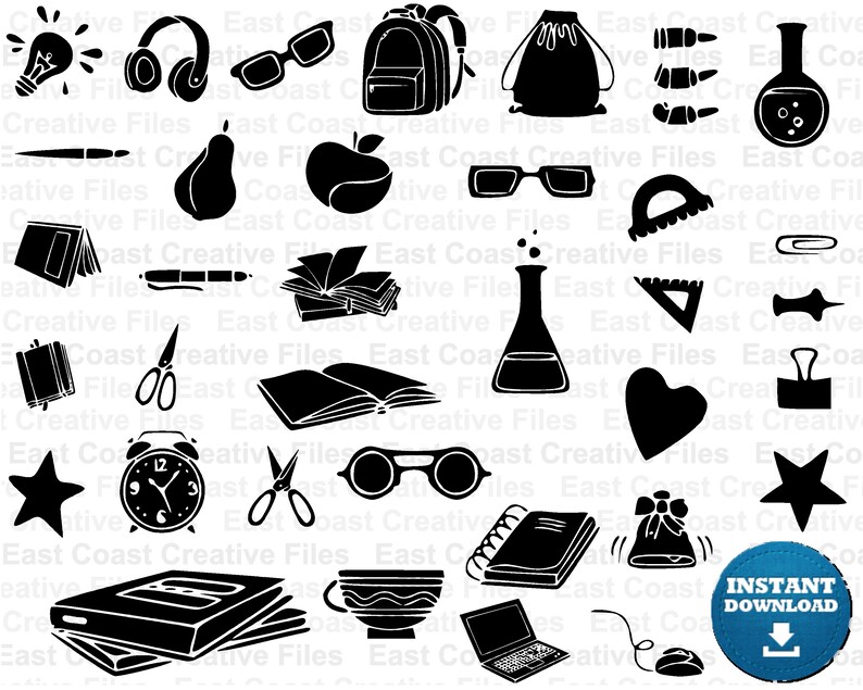 School Svg Bundle Back to School Silhouettes Svg Office - Etsy