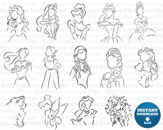 Disney Princess Silhouette Stencils
