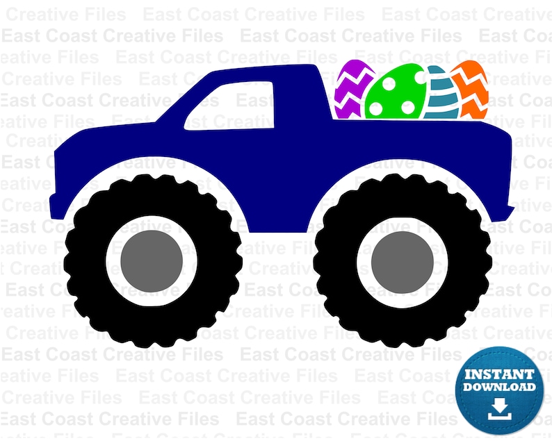 Easter Monster Truck SVG, PNG for Sublimation, Dxf, Eps, Png Digital ...