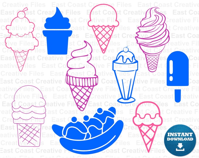 Ice Cream SVG Bundle, Svg, Dxf, Eps, Png Digital Download - Etsy