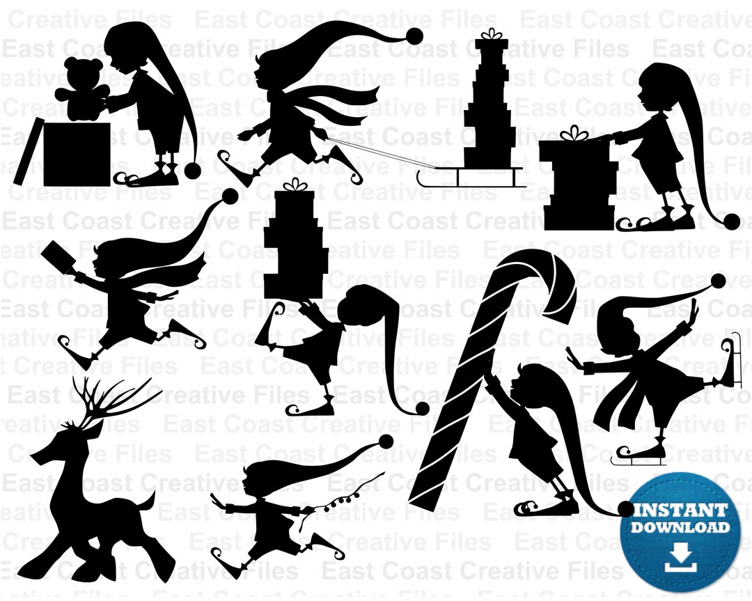 Elf Svg Bundle, Christmas SVG, Elf Silhouettes, Christmas Png ...