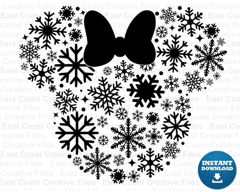 Mickey and Minnie Head Snowflakes SVG Mickey's Very Merry - Etsy
