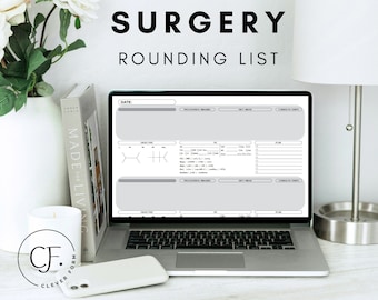 Inpatient Rounding Template Surgery - Etsy