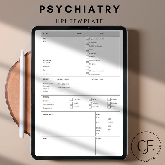 Psychiatry HPI Template Psych History And Physical Etsy France