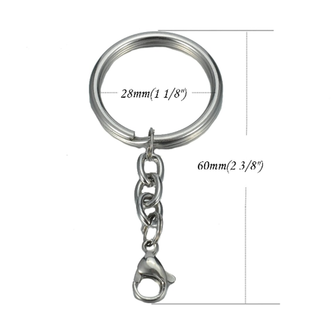 1PC 316L Stainless Steel Silver Key Chain Ring With Lobster Clasp Key ...