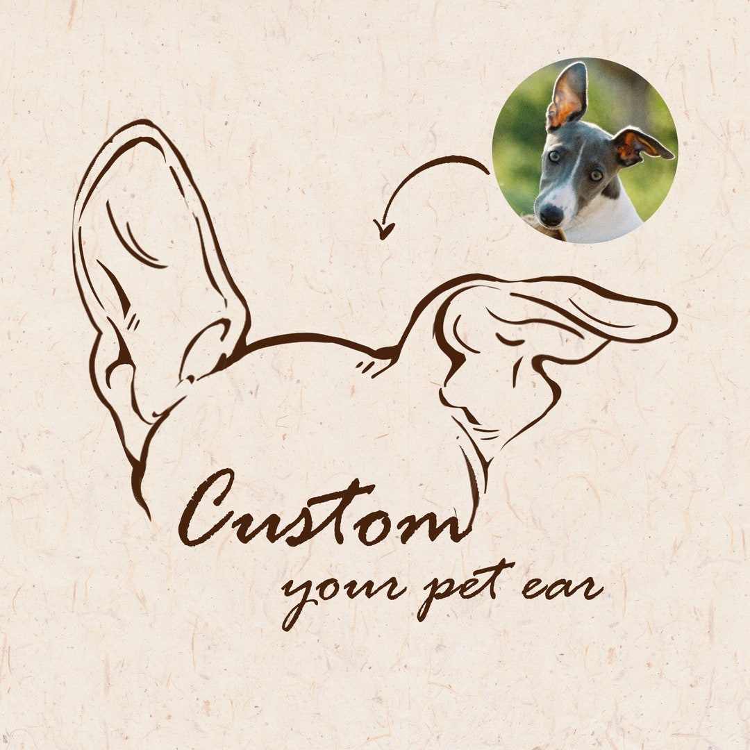 Custom Drawn Pet Ear Portrait - Cat Dog Ear Outline Drawing - Pet ...