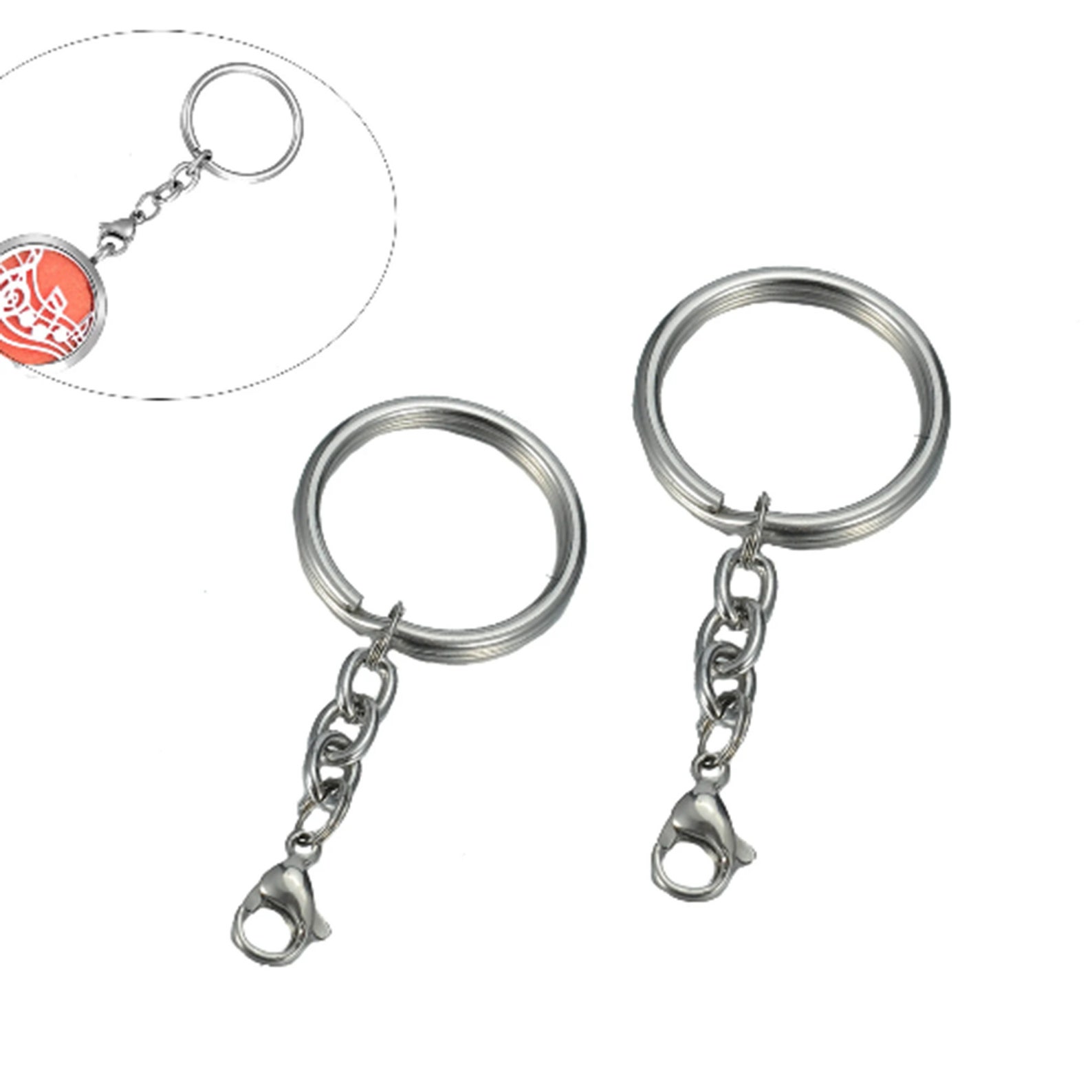 1PC 316L Stainless Steel Silver Key Chain Ring With Lobster Clasp Key ...