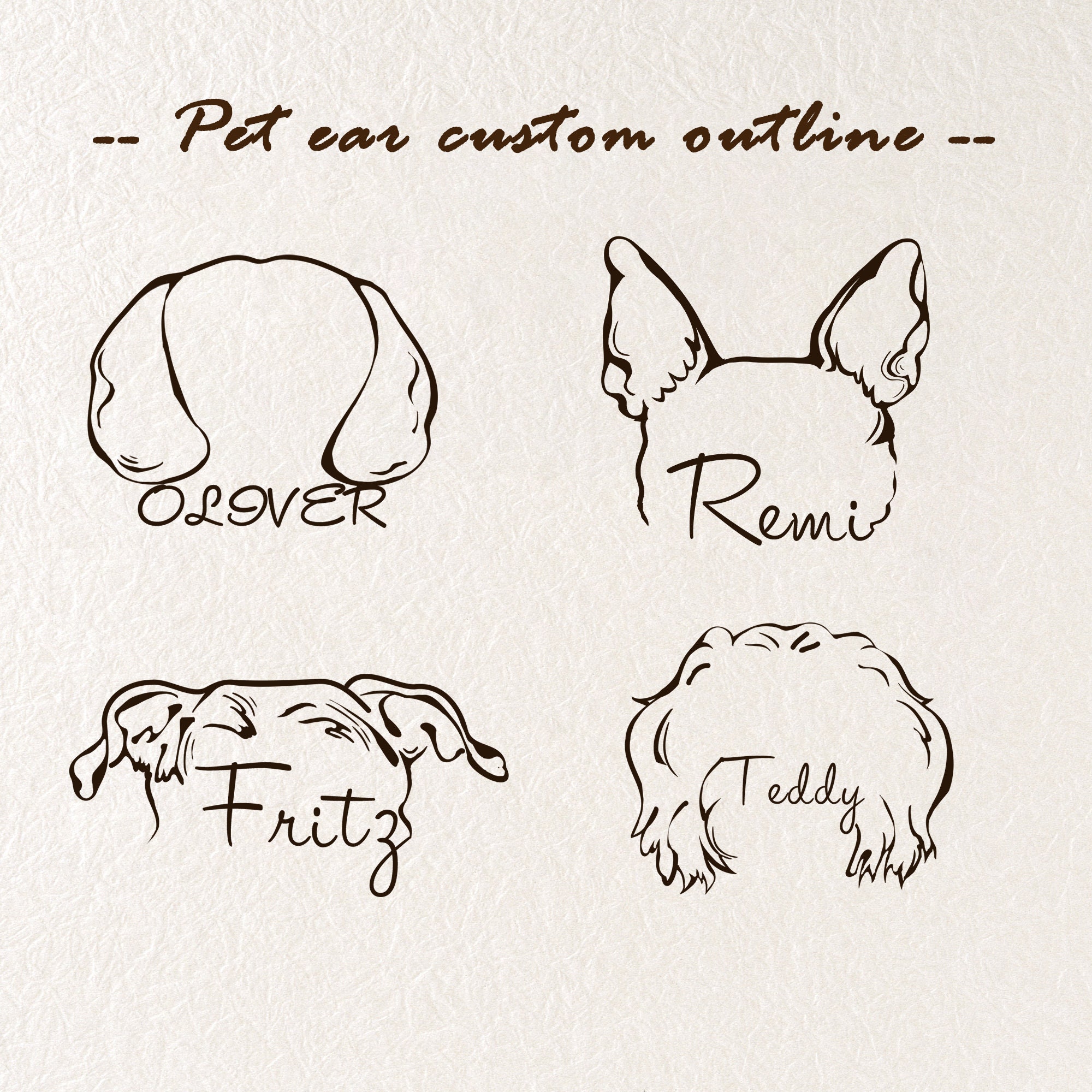 Custom Dog Ear Outline Drawing - Custom Drawn Pet Ear Portrait ...