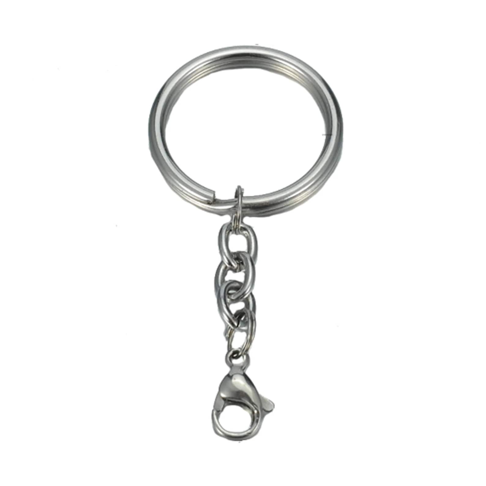1PC 316L Stainless Steel Silver Key Chain Ring With Lobster Clasp Key ...