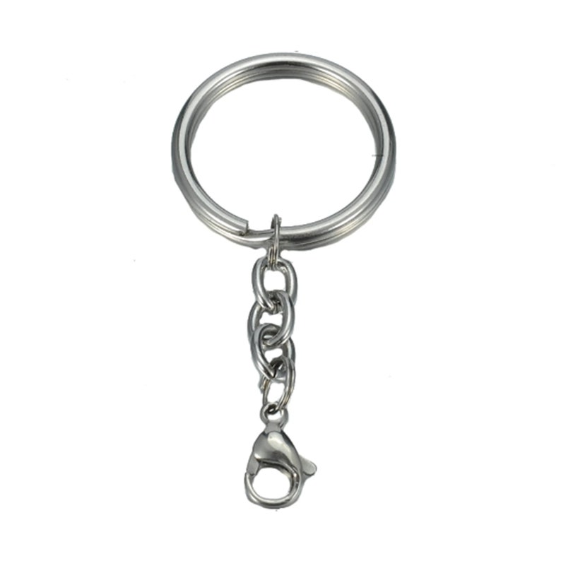 1PC 316L Stainless Steel Silver Key Chain Ring With Lobster Clasp Key ...