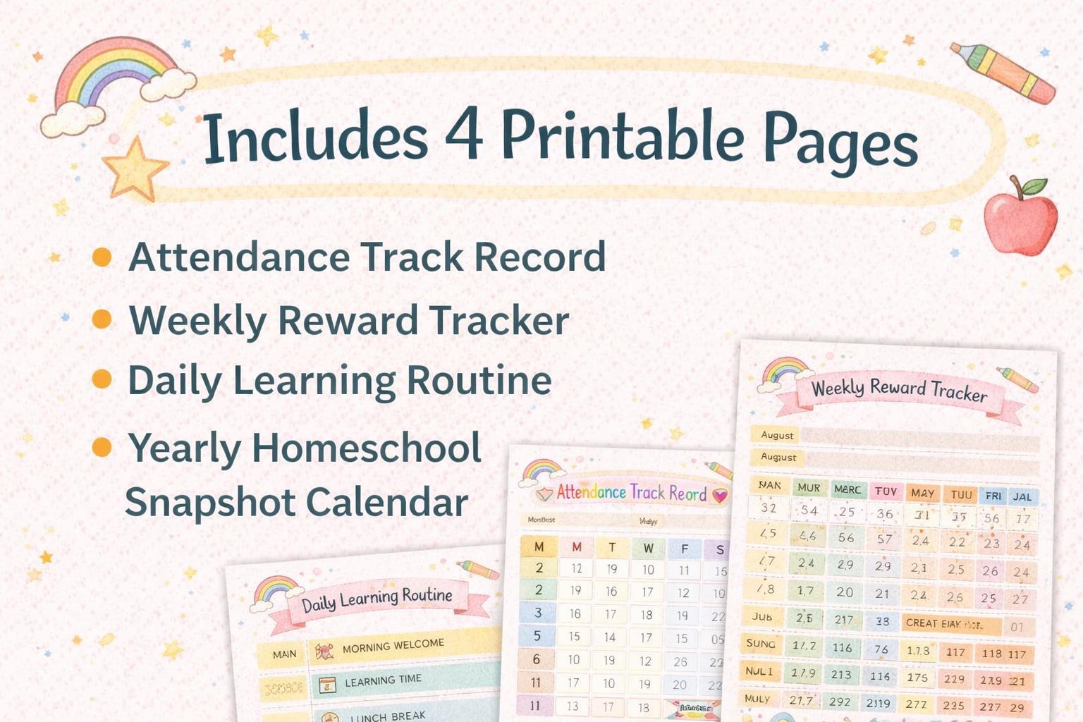 Homeschool Planner Printable Bundle | Attendance, Routine, Reward ...
