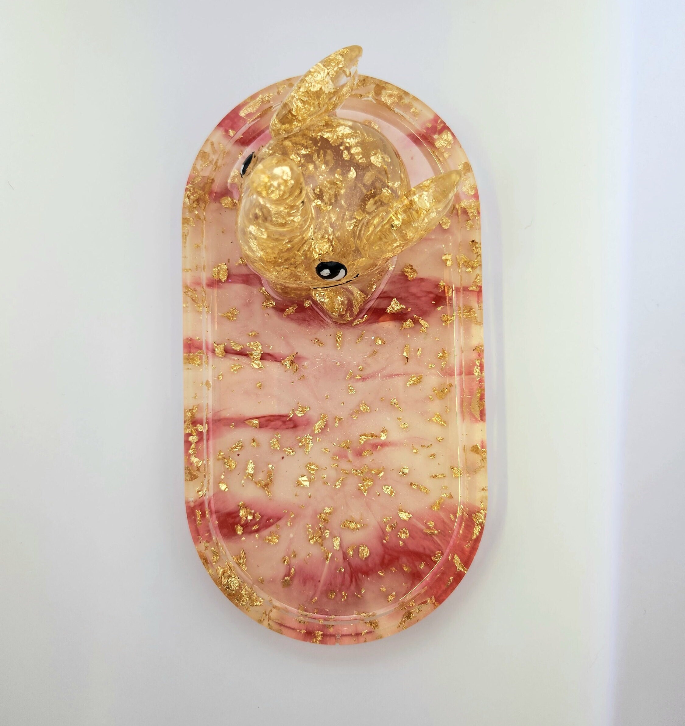 Red and White Large Resin Oval Tray With Gold Leaf Elephant - Etsy