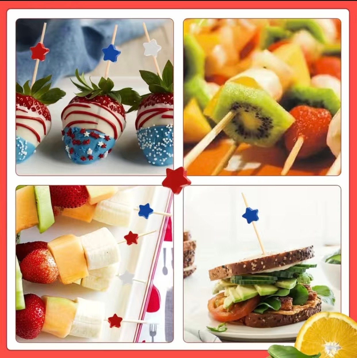 Red, White, and Blue Star Charcuterie Picks - Etsy