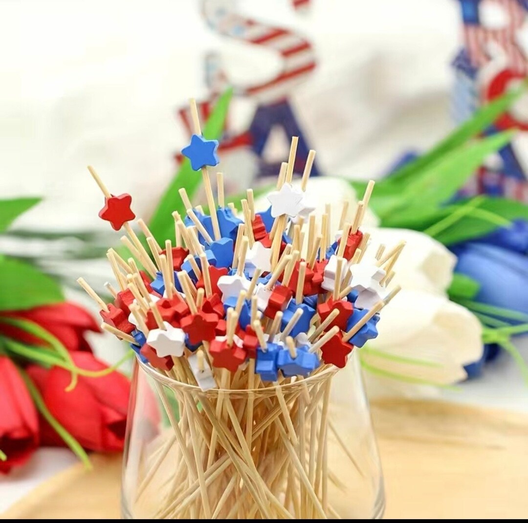 Red, White, and Blue Star Charcuterie Picks - Etsy