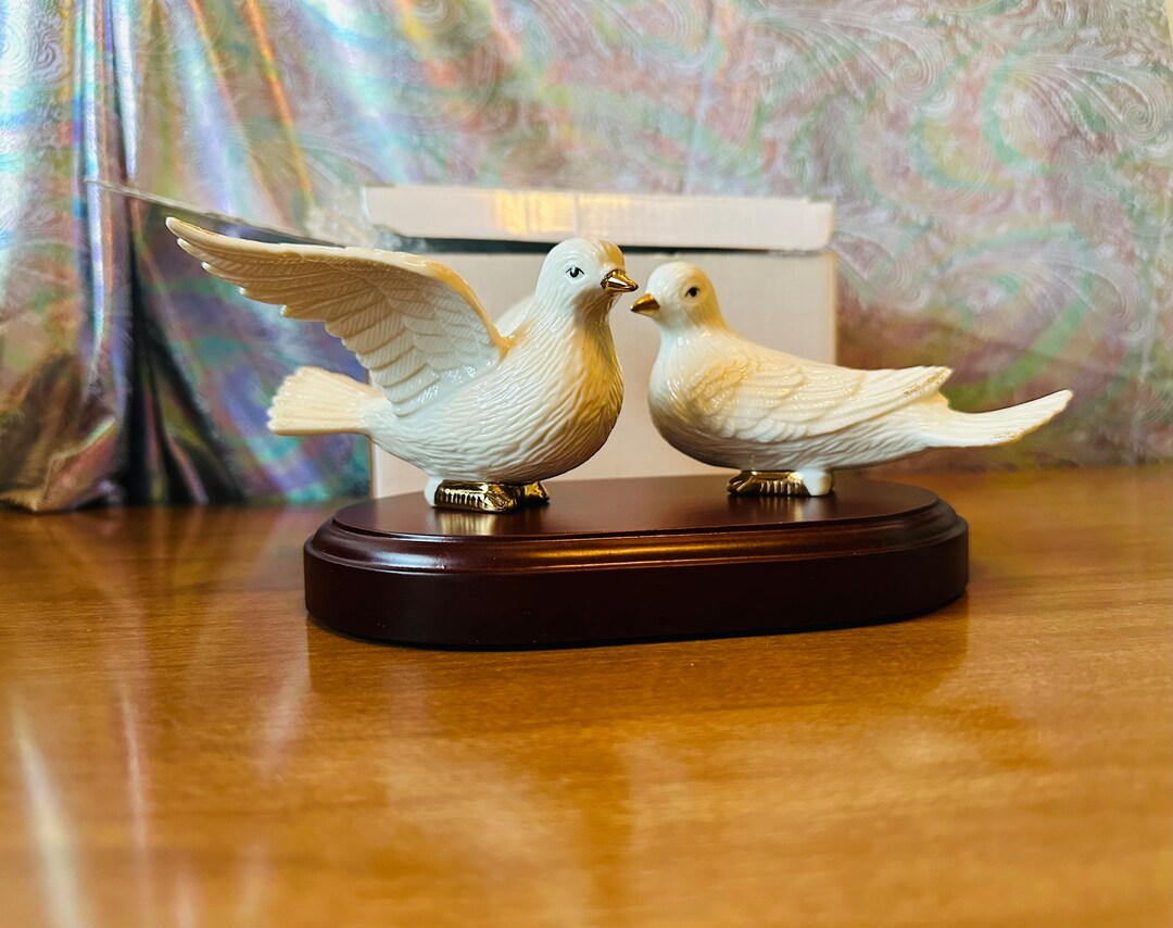 Vintage MIKASA Wedding Bells Dove Figurine Set With Wood Base - Etsy