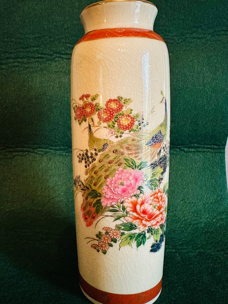 Vintage Japanese Peacock Vase MCI Japan Sticker and Red Stamp - Etsy