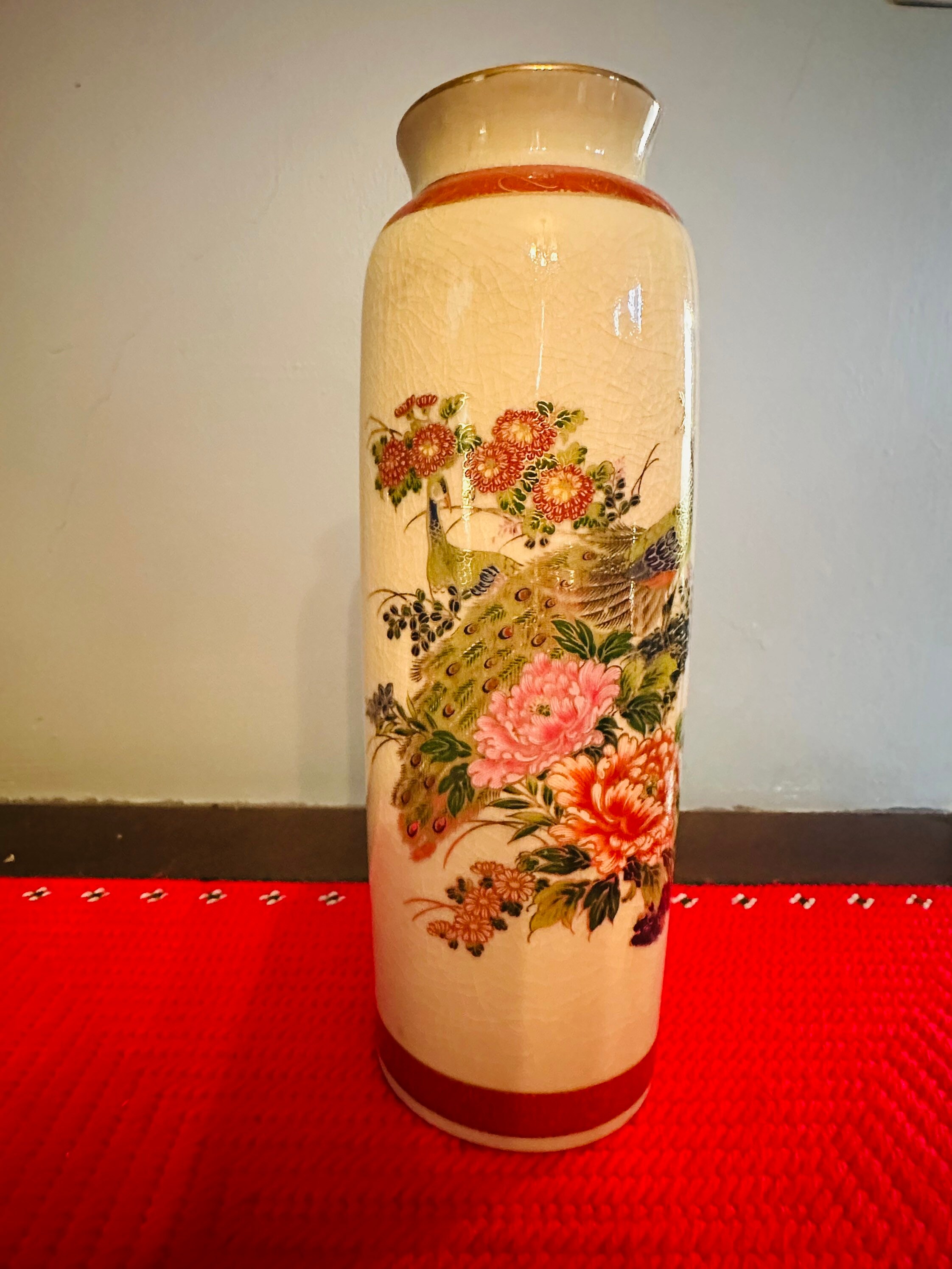 Vintage Japanese Peacock Vase MCI Japan Sticker and Red Stamp - Etsy