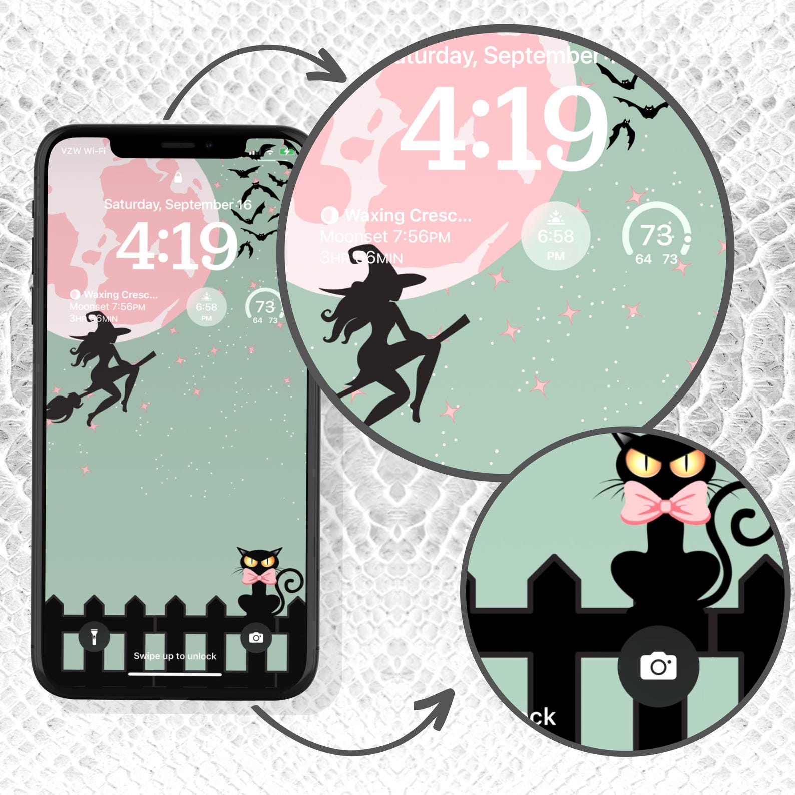 Witchy Things iPhone Wallpaper Bundle: Too Cute to Spook Halloween ...