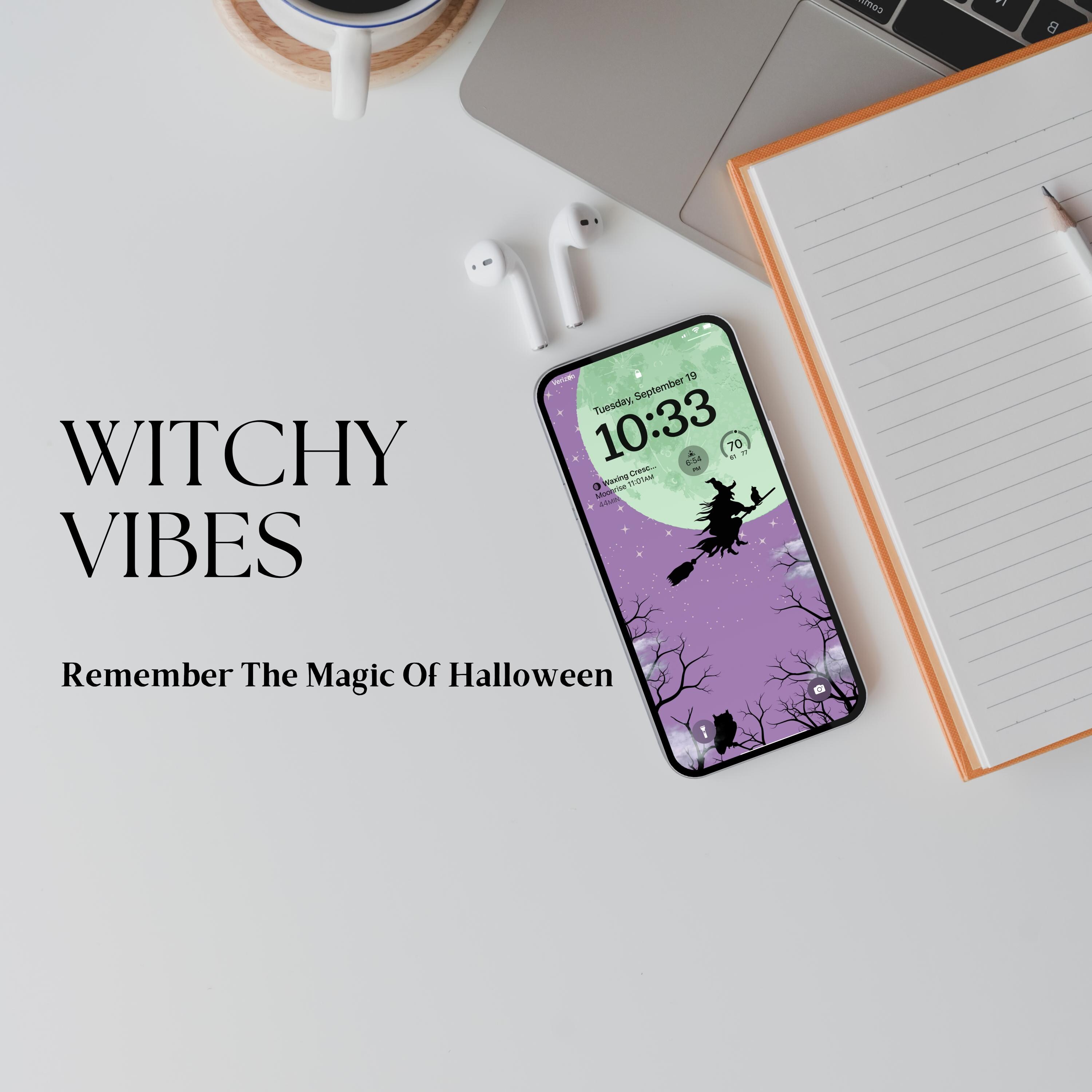 Witchy Things iPhone Wallpaper Bundle: Too Cute to Spook Halloween ...