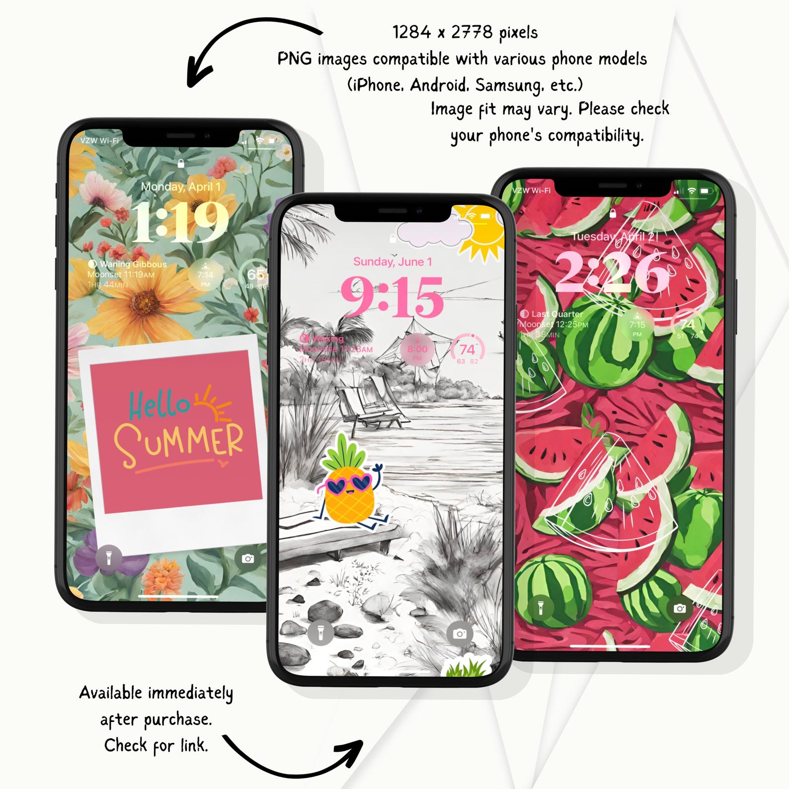 Sunny Days iPhone Wallpaper Trio: Summer-themed Phone Backgrounds ...