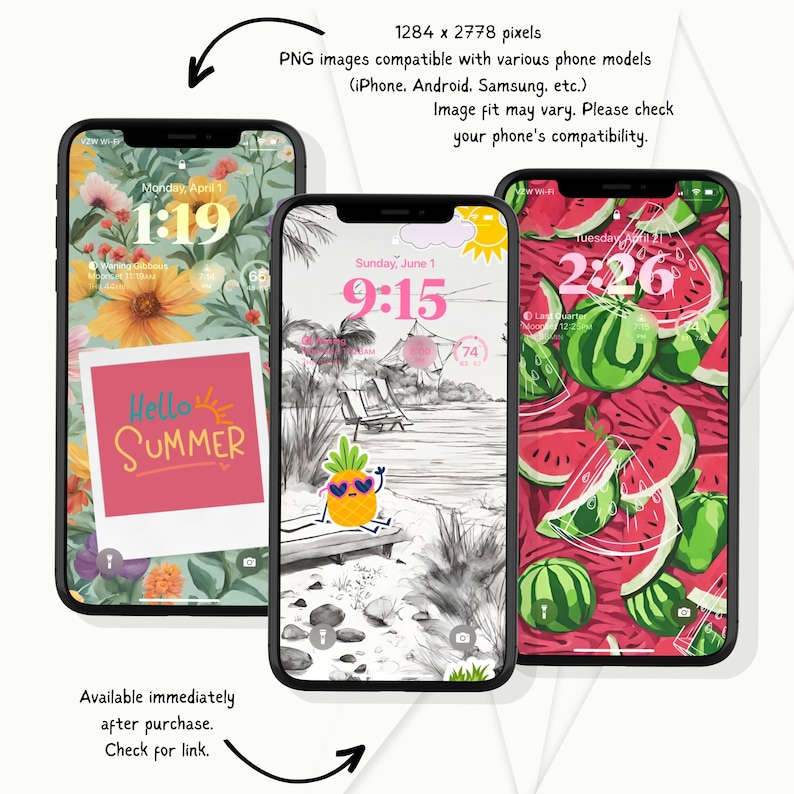 Sunny Days iPhone Wallpaper Trio: Summer-themed Phone Backgrounds ...