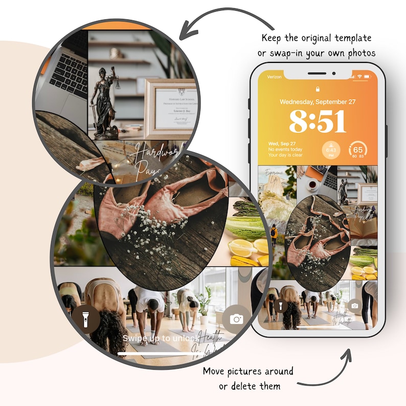 Editable Digital Vision Board iPhone Wallpaper: One Collage Canva ...