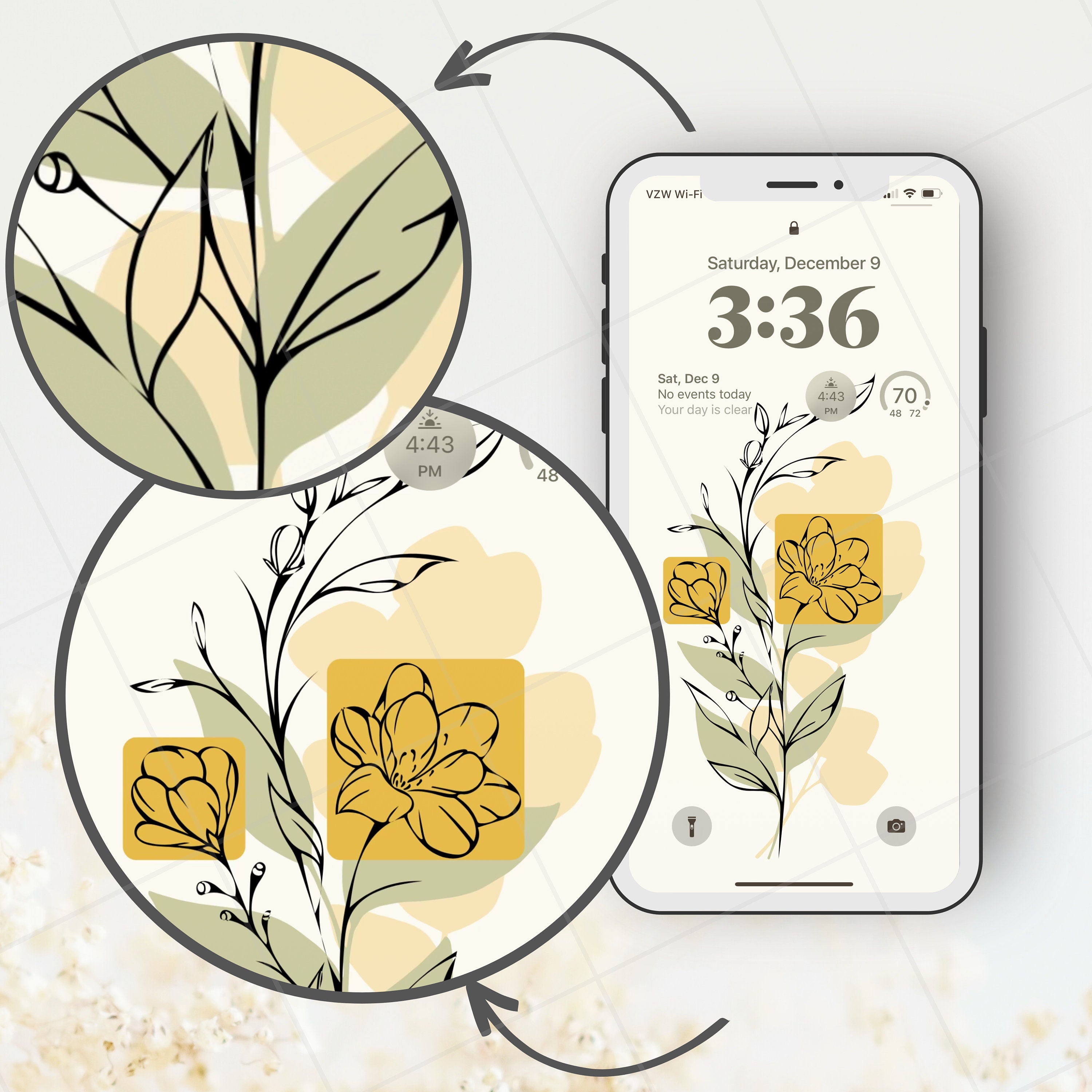 Botanical iPhone Wallpaper: Three Spring Phone Backgrounds - Etsy