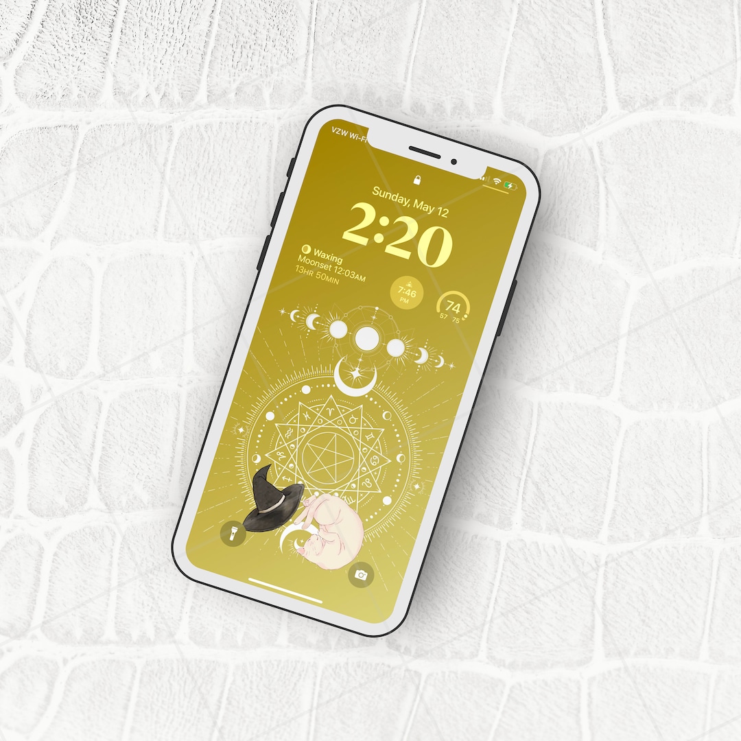 Magic Halloween iPhone Wallpaper: Witchy Cat Phone Background | One ...