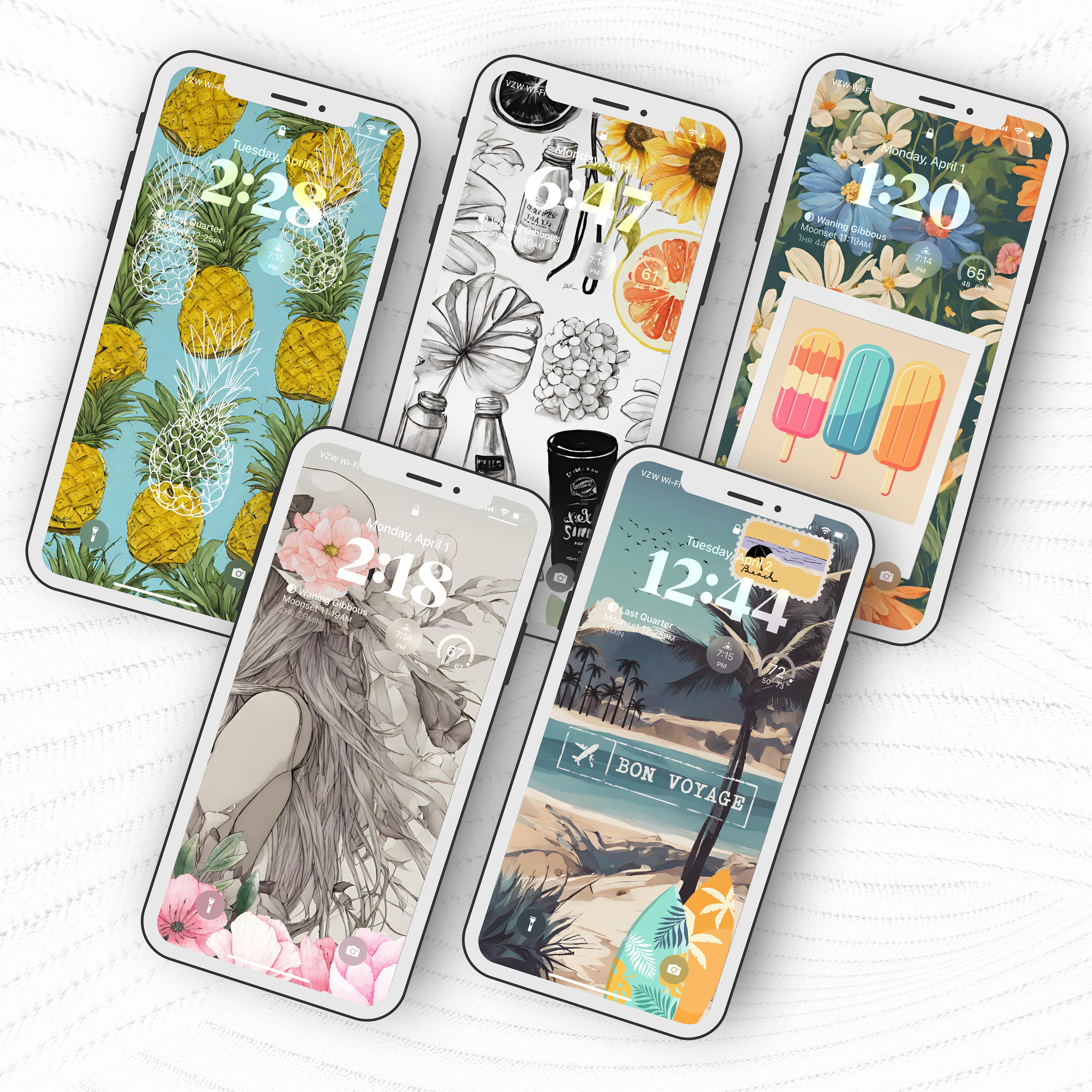 Summer Vibes iPhone Wallpaper Variety Pack: Sunny Season Phone ...