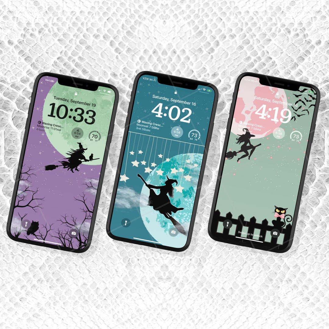 Witchy Things iPhone Wallpaper Bundle: Too Cute to Spook Halloween ...