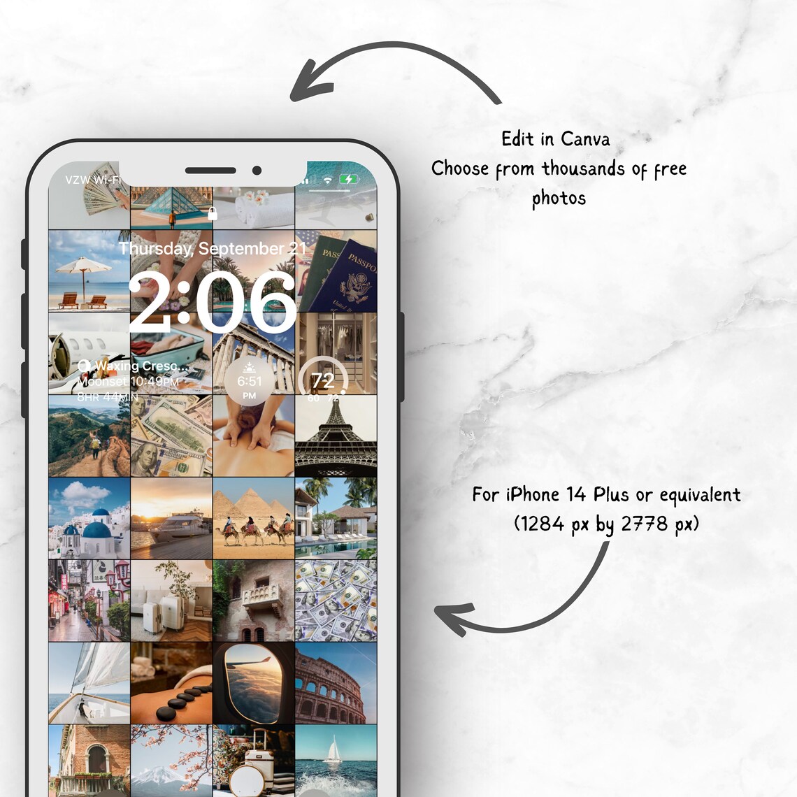 Editable Digital Vision Board iPhone Wallpaper: One Money & Abundance ...