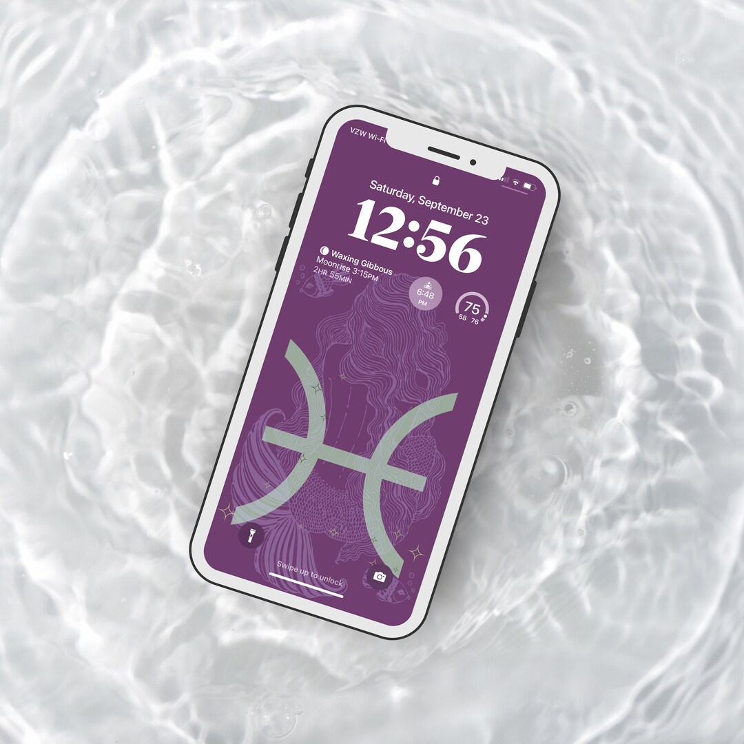 Pisces Zodiac Sign Purple iPhone Wallpaper | One Horoscope Phone ...