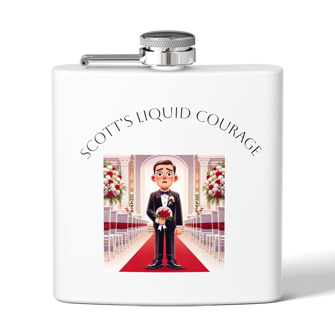Personalized Wedding Flask - Name's Liquid Courage - Groomsmen Gift ...