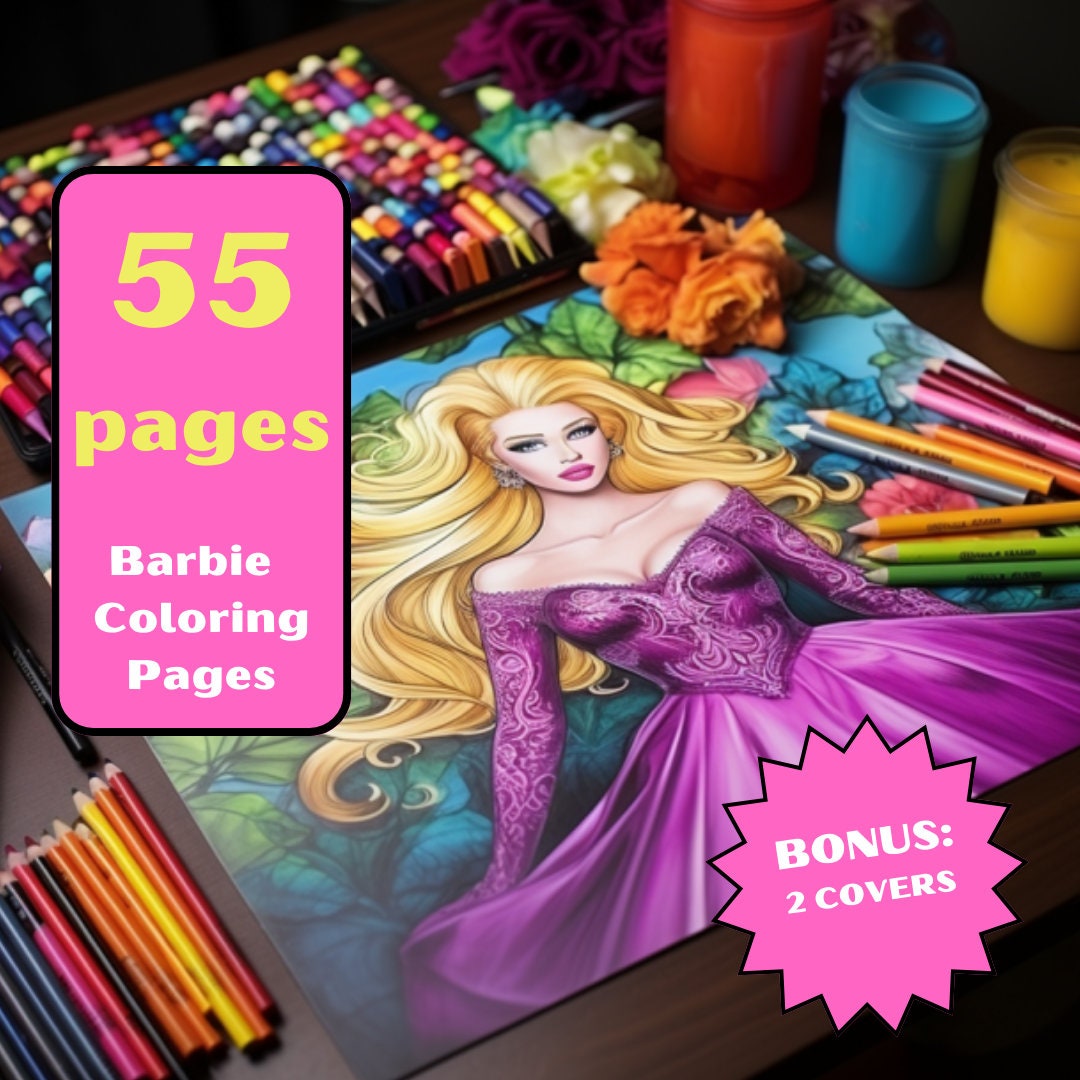 55 Barbie Coloring Pages - Etsy