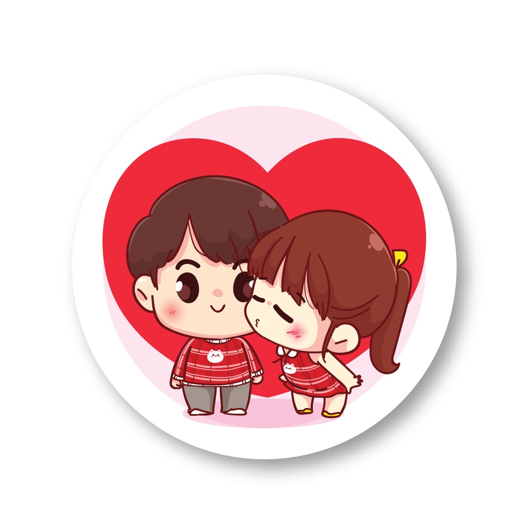 Cute Couple With Love. Kissing! I Love You! Waterproof Sticker, Car ...