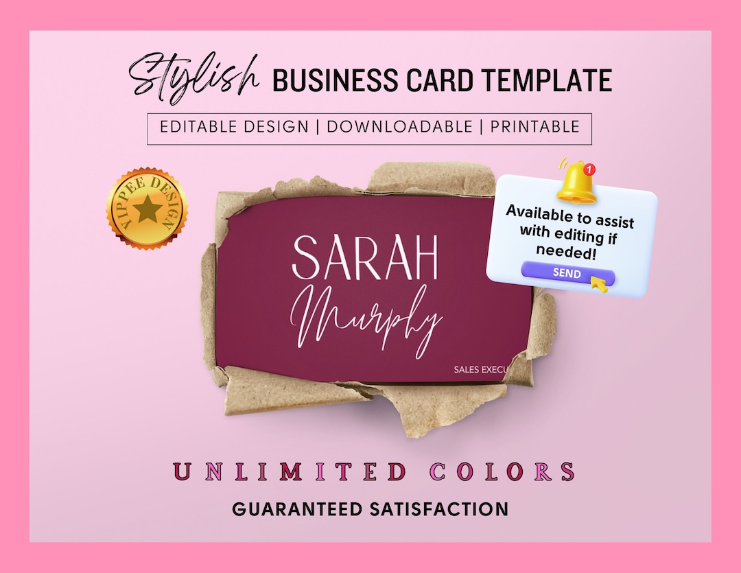 Cute Business Card Template, Editable ' Business Cards, Small Business ...