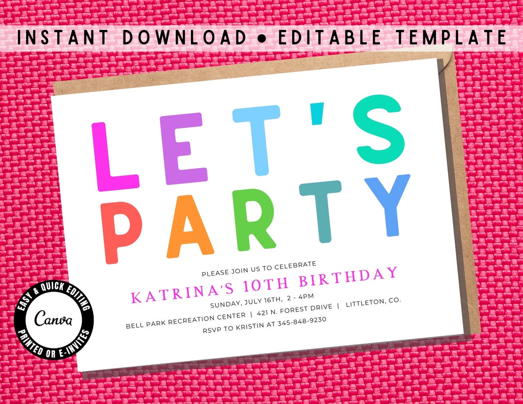 Let's Party Invitation Template Download, 7th, 8th, 9th, 10th, 11th ...