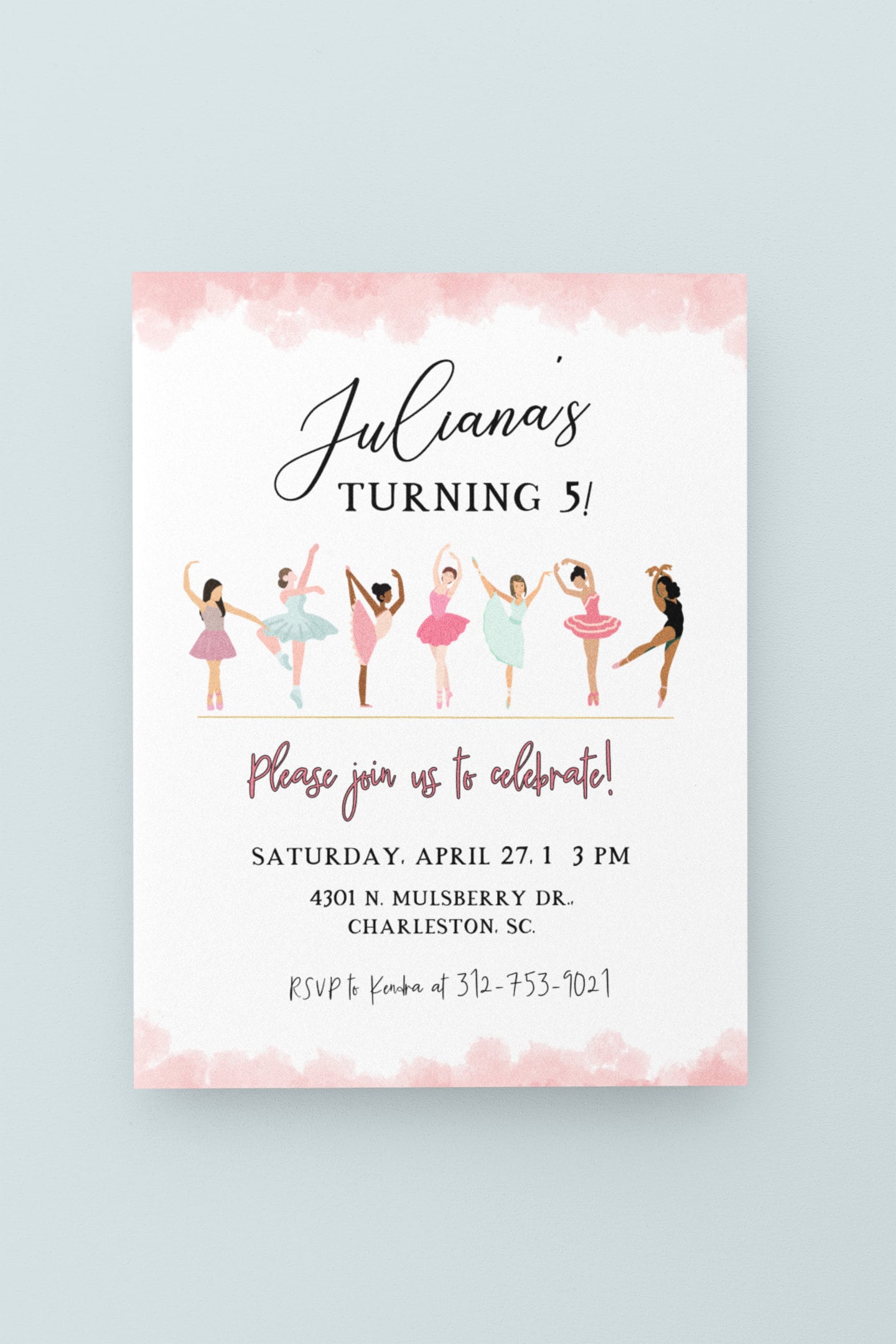 Ballerina Birthday Party Invitation Template, 7th, 8th, 9th, 10th ...