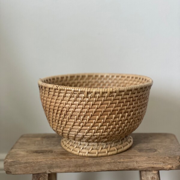 Wicker Round Bowl - Etsy